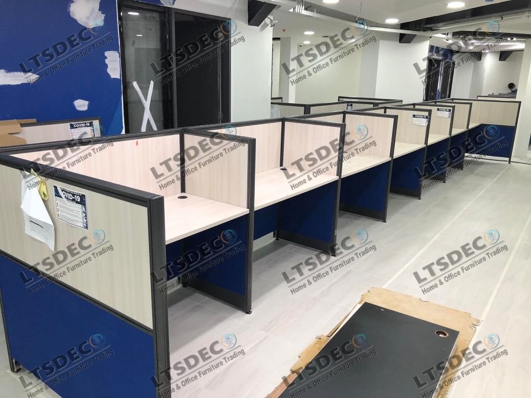 TWO-TONE FULL FABRIC CUBICLES OFFICE PARTITION AND FURNITURE, Furniture ...