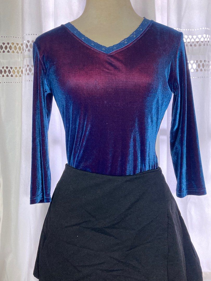 Vertical Club Velvet Color Changing Top, Women's Fashion, Tops ...
