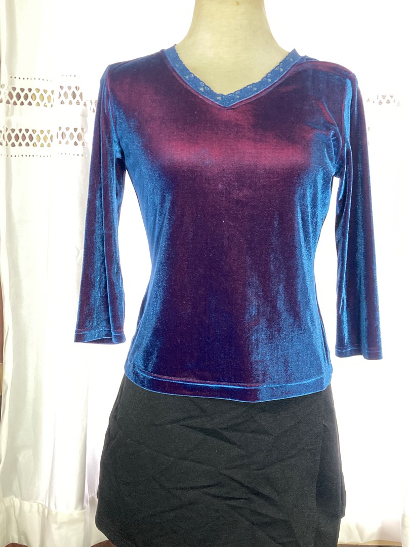 Vertical Club Velvet Color Changing Top, Women's Fashion, Tops ...