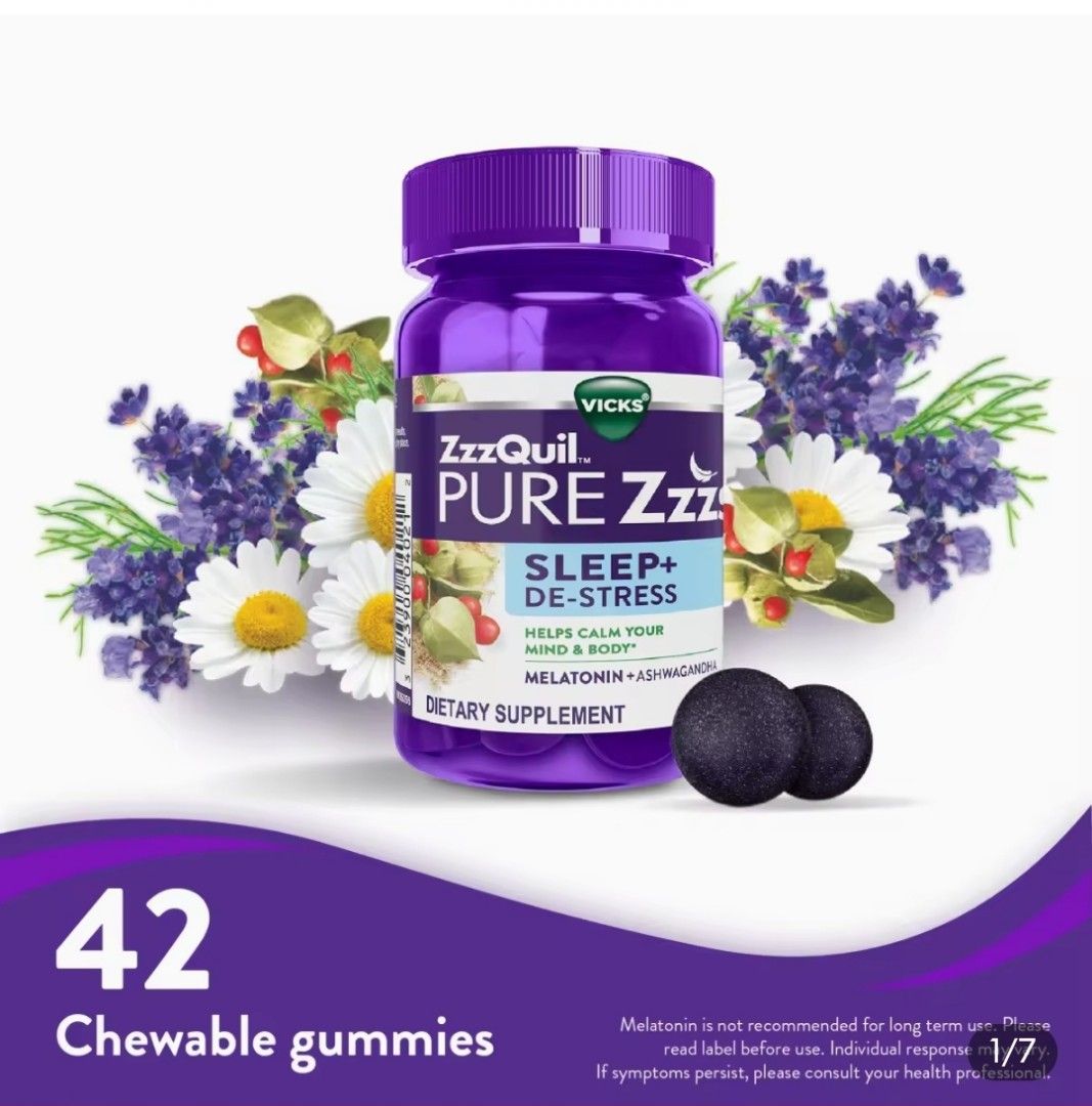 Vicks Melatonin Gummies ZzzQuil, Health & Nutrition, Health Supplements ...