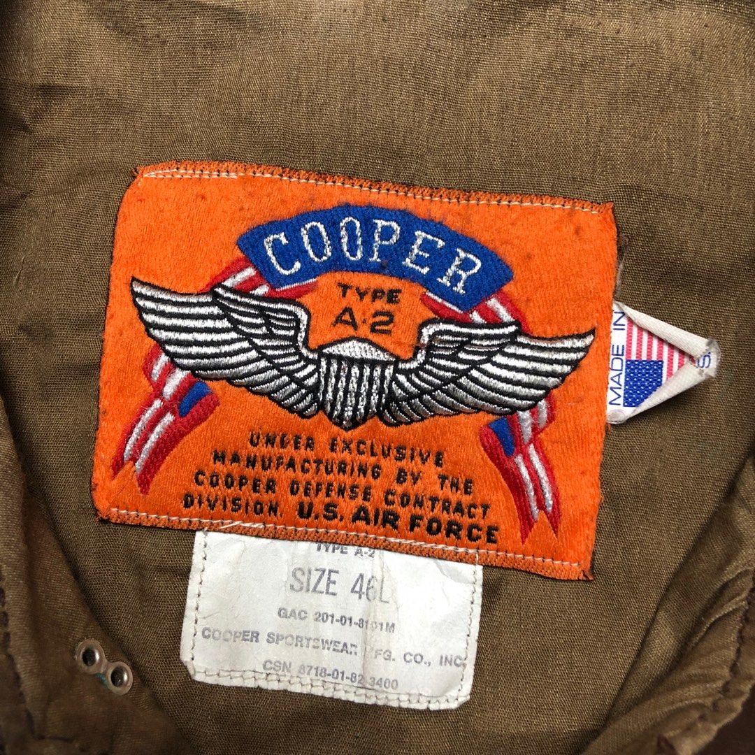 Vintage 80s Cooper Type A-2 USAF Leather Jacket Goat Skin, Men's ...