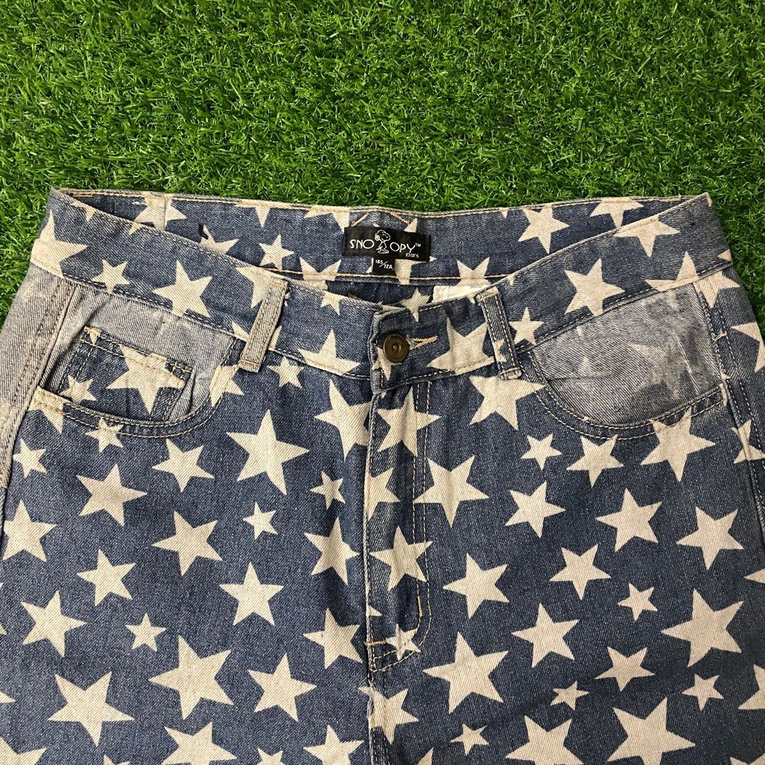 Vintage Snoopy Star Patterned Denim Jeans, Women's Fashion, Bottoms ...