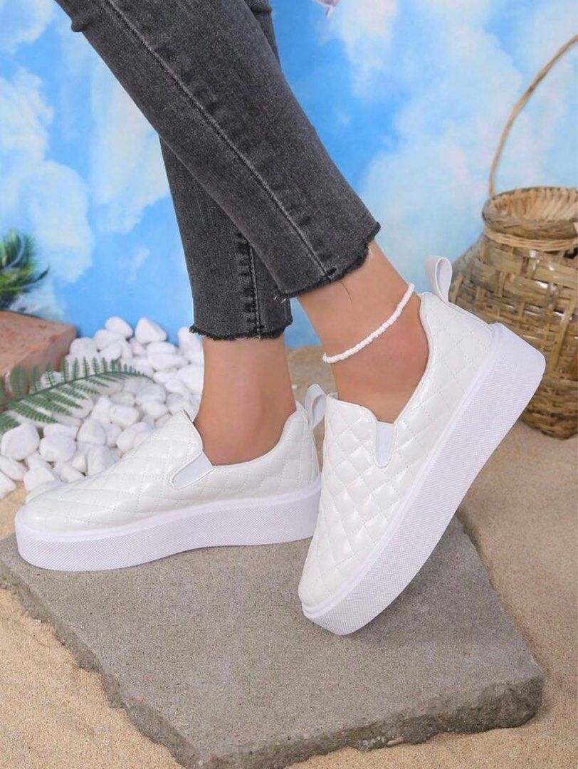 WHITE PLATFORM SHOES SHEIN, Women's Fashion, Footwear, Slippers and ...