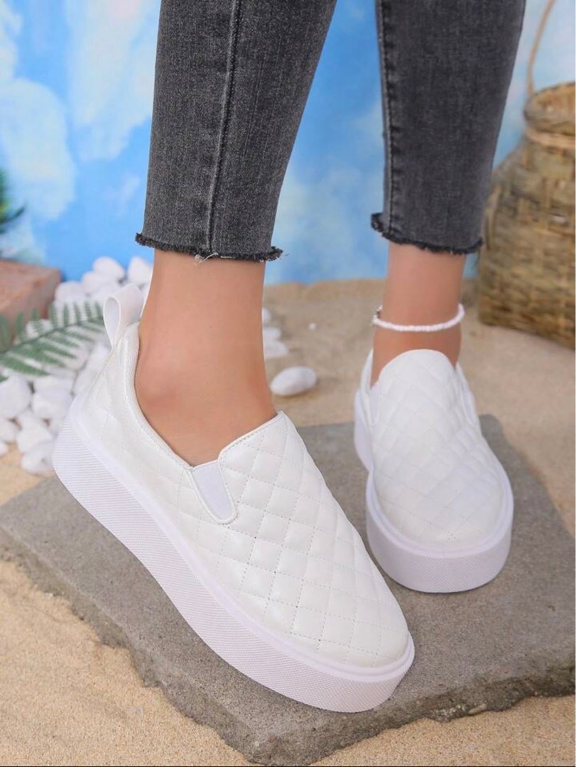 WHITE PLATFORM SHOES SHEIN, Women's Fashion, Footwear, Slippers and ...