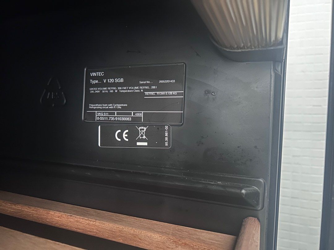 Wine Chiller Vintec V120 SGB, TV & Home Appliances, Kitchen Appliances ...