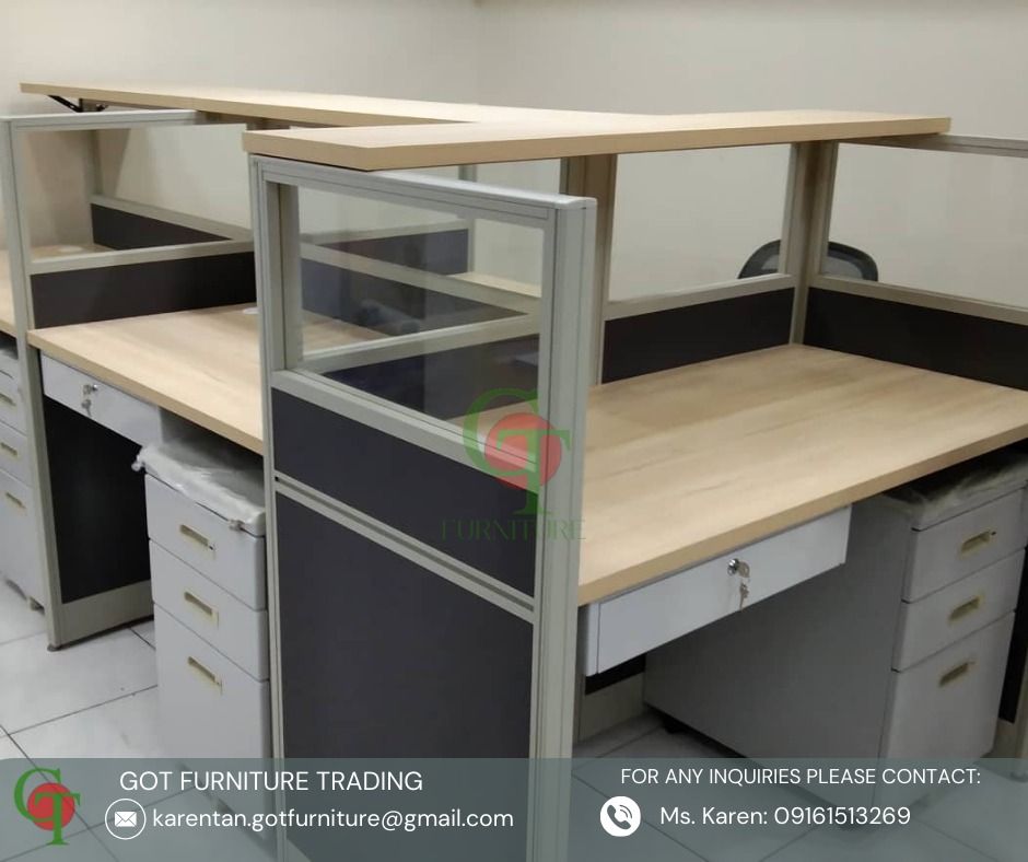 Workstation/ Fabric Partition with glass and countertop., Furniture ...