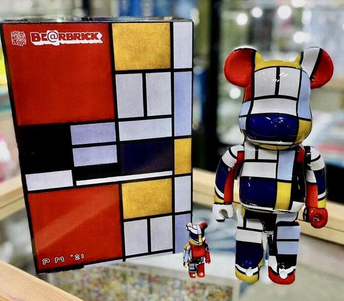 Wow! 100% Authentic Piet Mondrian Artist Bearbrick 400% + 100% full set ...