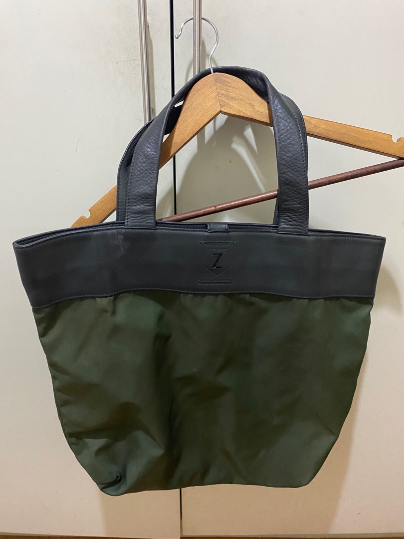 Z Zegna Green leather and nylon tote bag large, Women's Fashion, Bags ...
