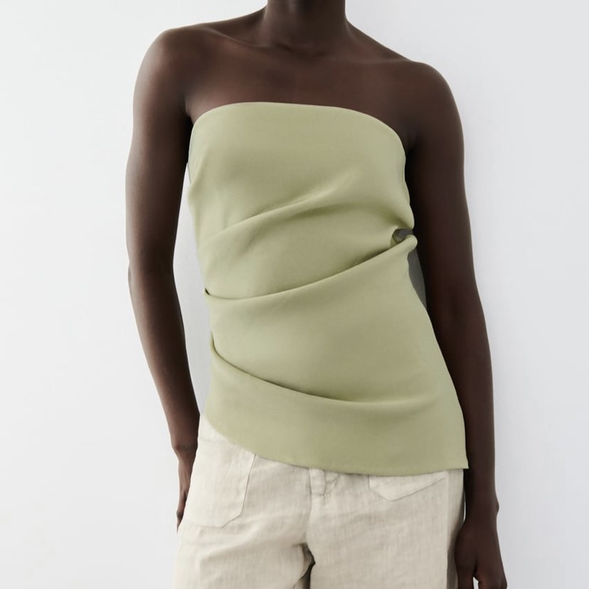Zara Green Line Tube Top, Women's Fashion, Tops, Blouses on Carousell