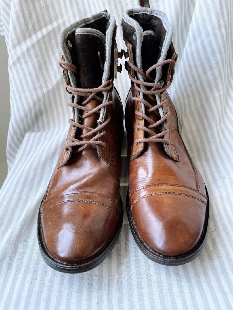Zara High Boots Genuine Leather Brown Shoes Original Authentic 100% ...