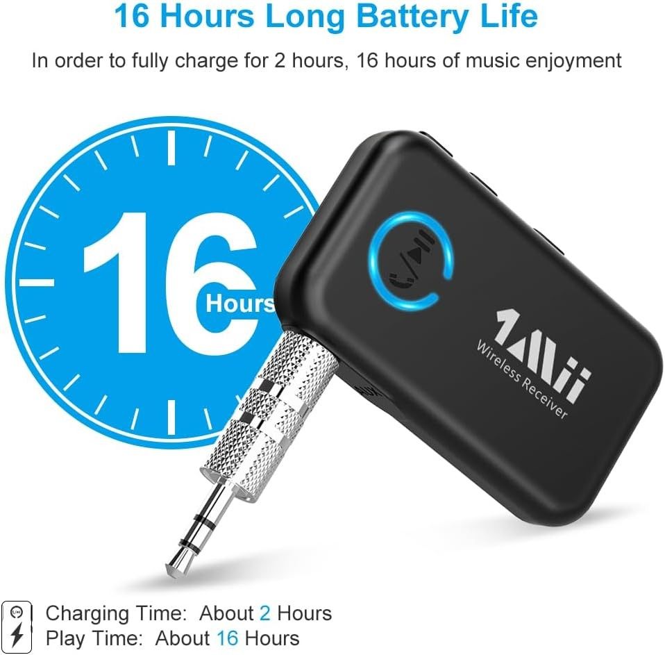1Mii Bluetooth Receiver, Portable Bluetooth Car Adapter, Bluetooth Aux ...