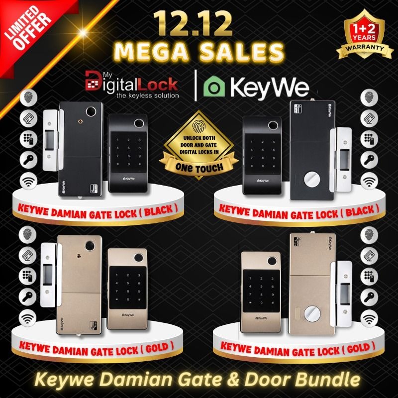 [ 12.12 Mega Sales ] Keywe Damian Door + Keywe Damian Gate Lock Bundle, Furniture & Home Living ...