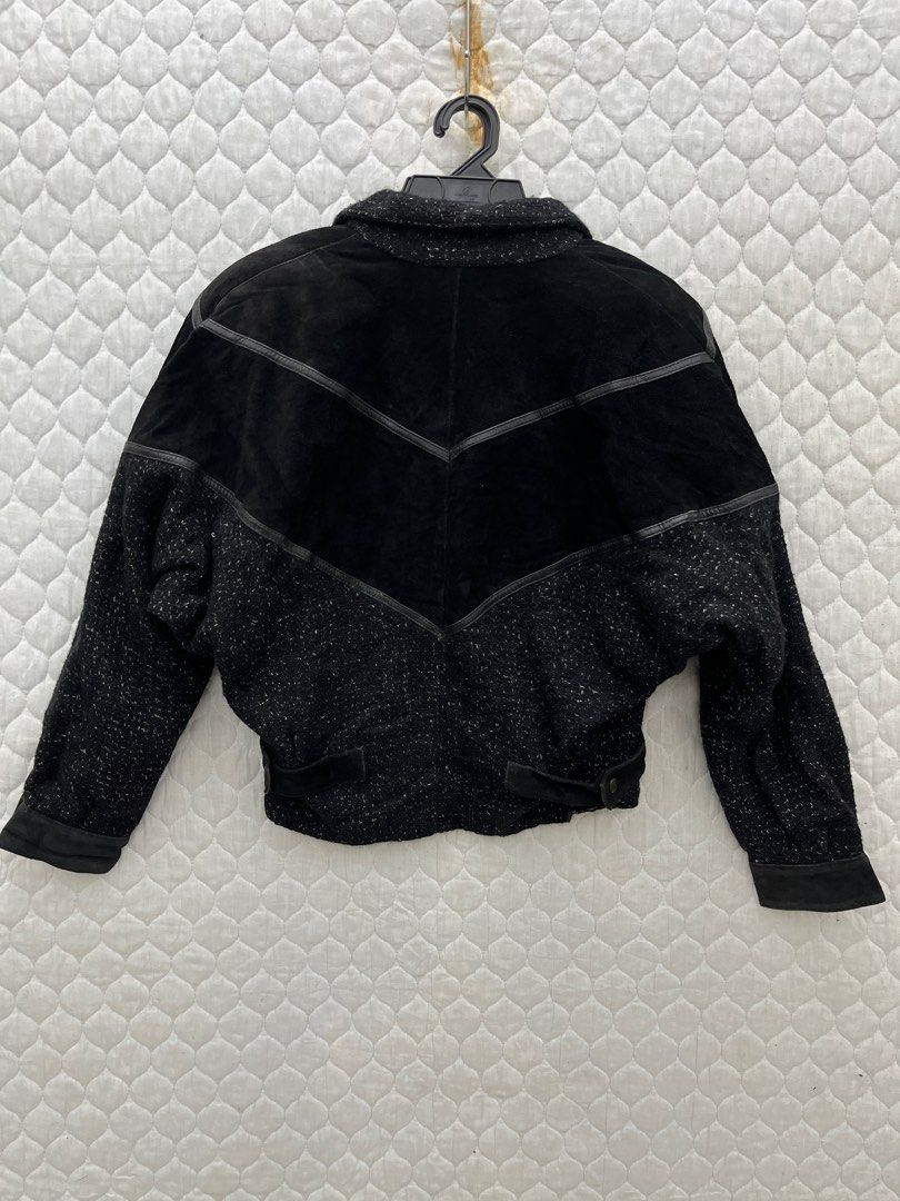 A(12). DAVID BENJAMIN LEATHER WOOL BATWING JACKET, Women's Fashion ...