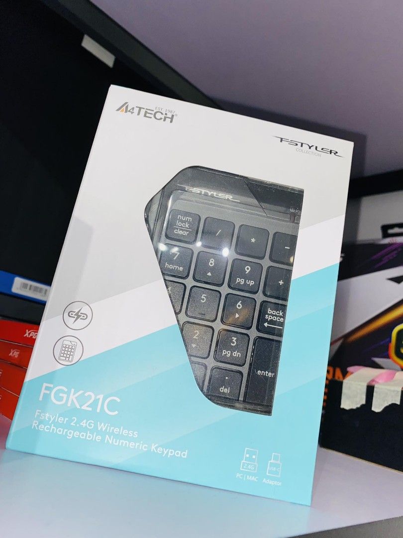 A4Tech FGK21C Fstyler 2.4G Wireless Rechargeable Numeric Keypad Grey, Computers & Tech, Parts ...