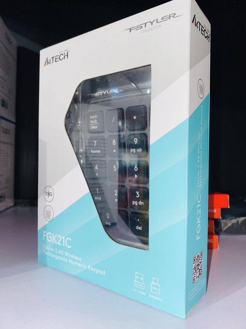A4Tech FGK21C Fstyler 2.4G Wireless Rechargeable Numeric Keypad Grey, Computers & Tech, Parts ...