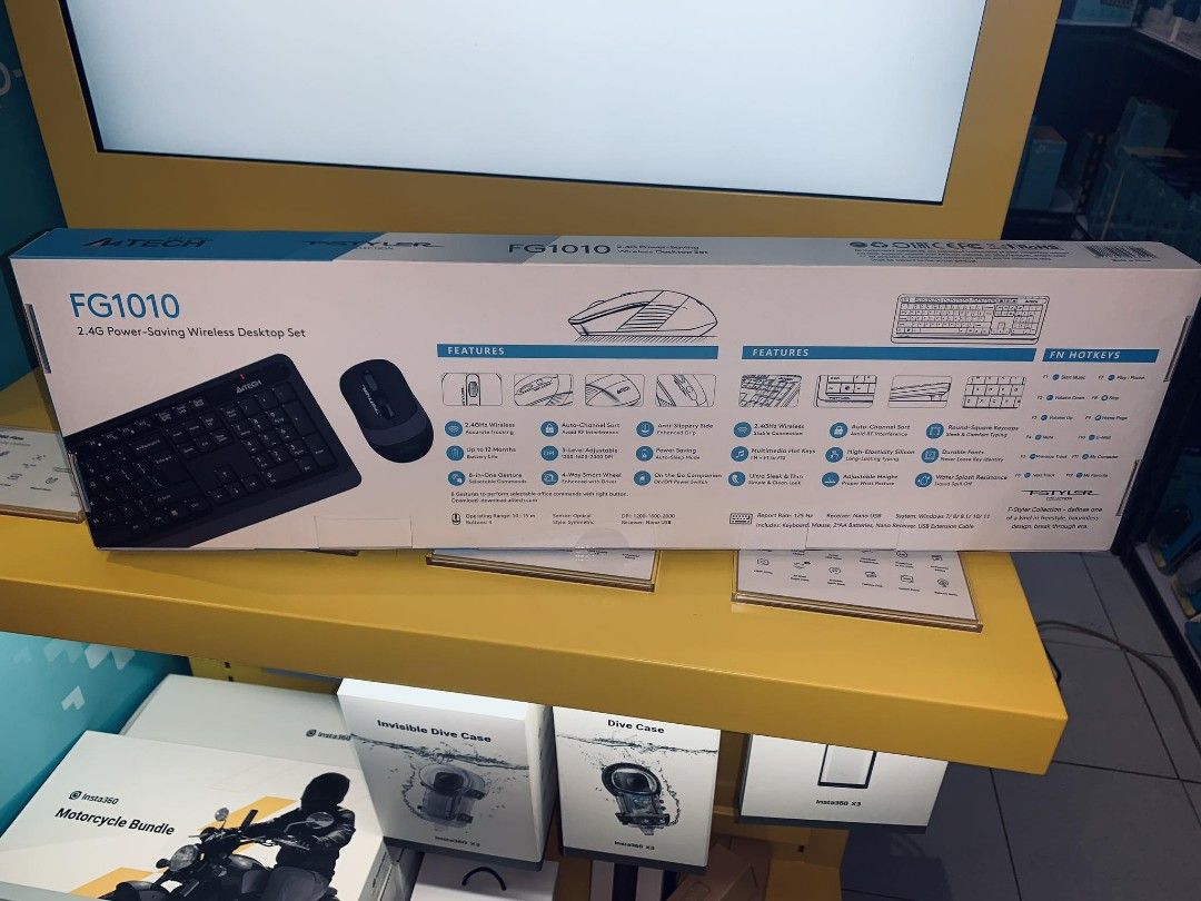 A4Tech Fstyler FG1010 Wireless Keyboard Mouse Combo USB Grey, Computers & Tech, Parts ...