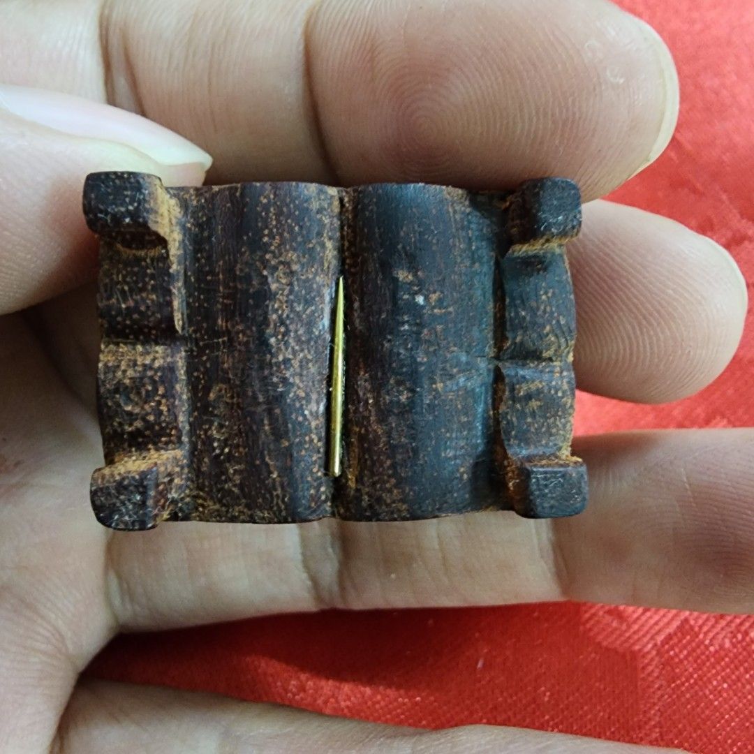 AC Fon Mini Bucha | Crafted Red Wood w/ Gold Needle + Takrut, Hobbies ...