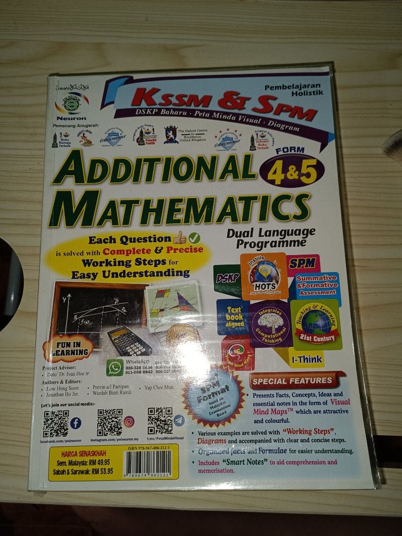 Additional Mathematics form 4&5 Book DLP, Hobbies & Toys, Books ...