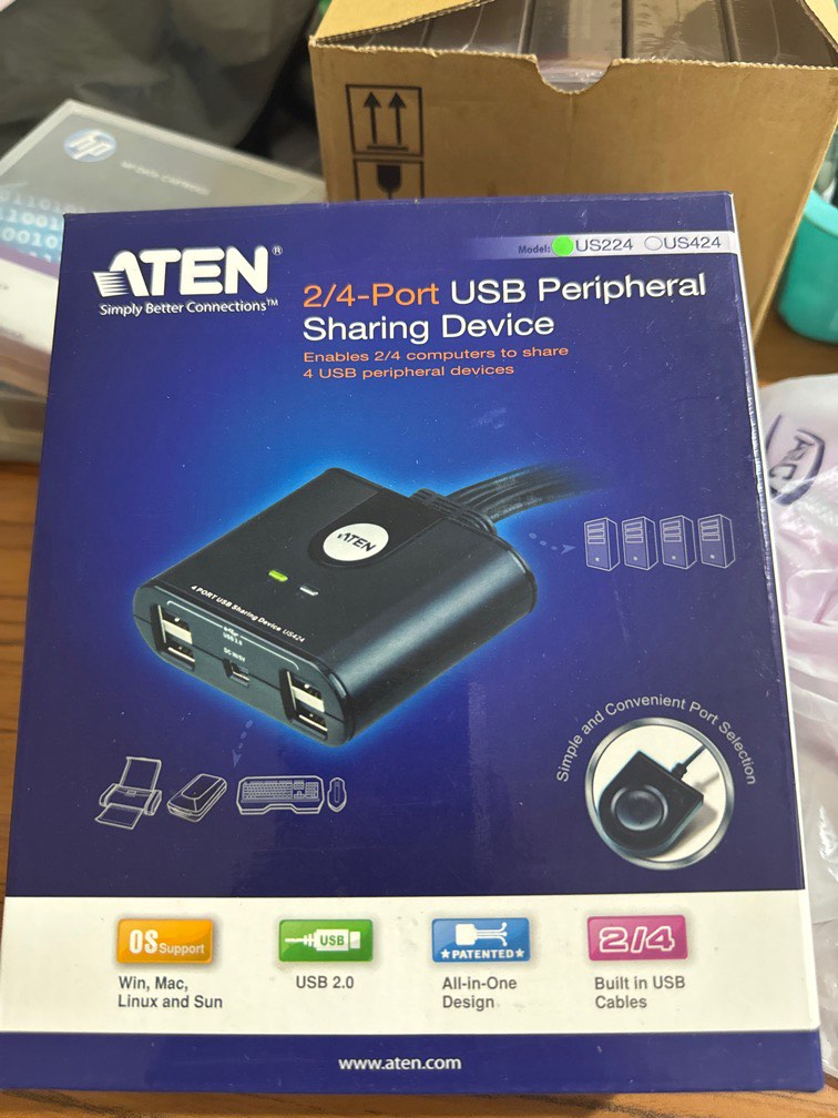 Aten 2/4-port usb peripheral sharing device, Computers & Tech, Parts & Accessories, Cables ...