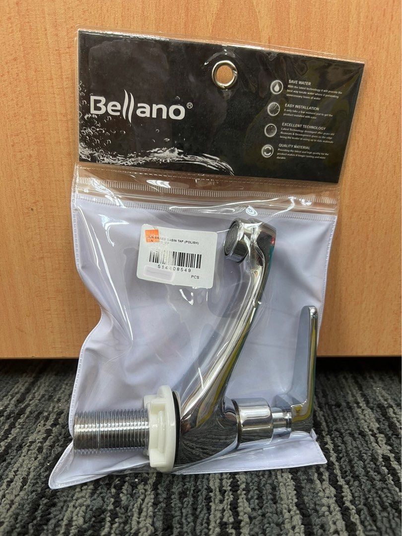 BELLANO Single lever basin pillar water tap (polish), Furniture & Home ...