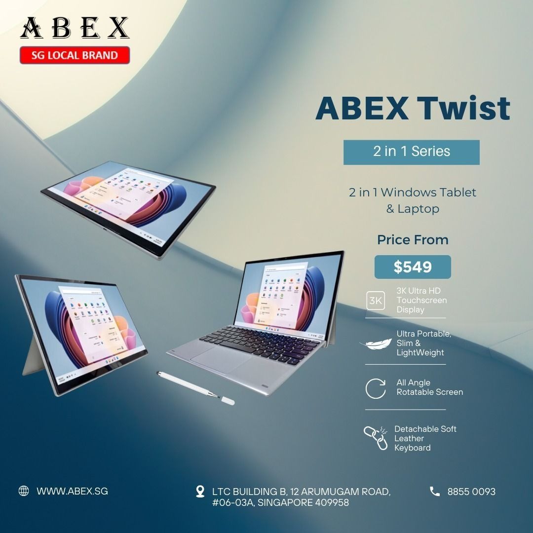 Brand New ABEX WT08 2in1 Touchscreen Tablet Windows Laptop / SG Local ...