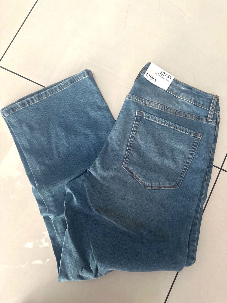 Chaps denim stretch jeans crop straight leg, Women's Fashion, Bottoms ...