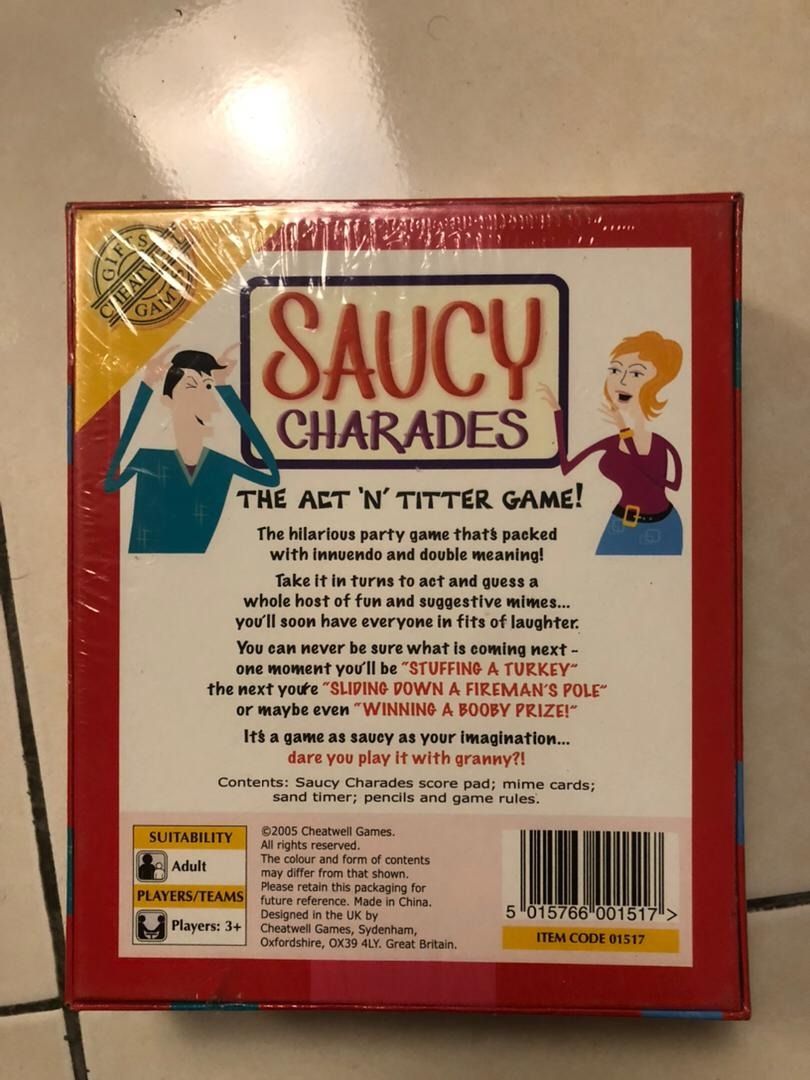 Charades game - Saucy Charades, Hobbies & Toys, Toys & Games on Carousell