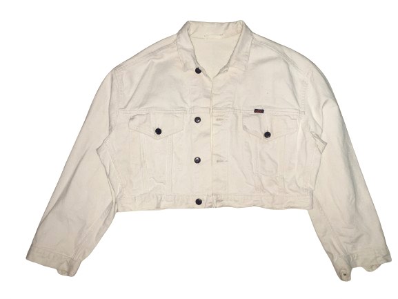 Chipie off-white cropped vintage denim jacket, Women's Fashion, Coats ...