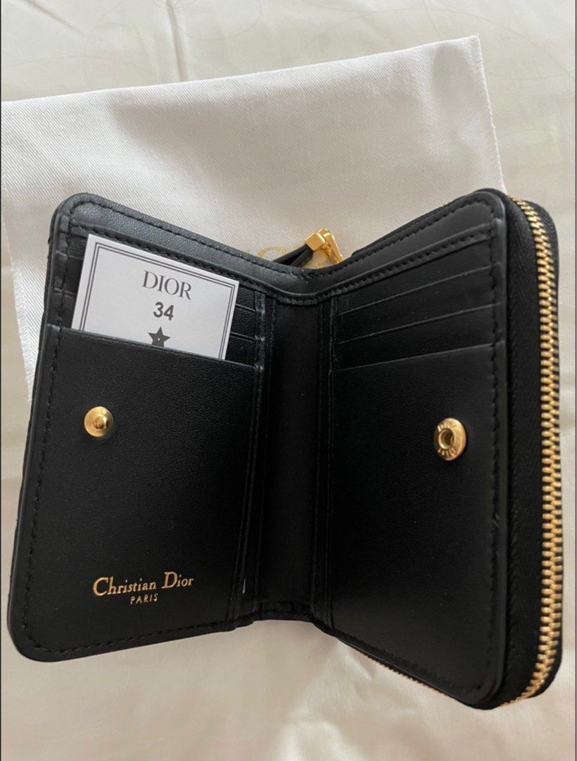Dior Caro Compact Wallet (Zipped), Luxury, Bags & Wallets on Carousell