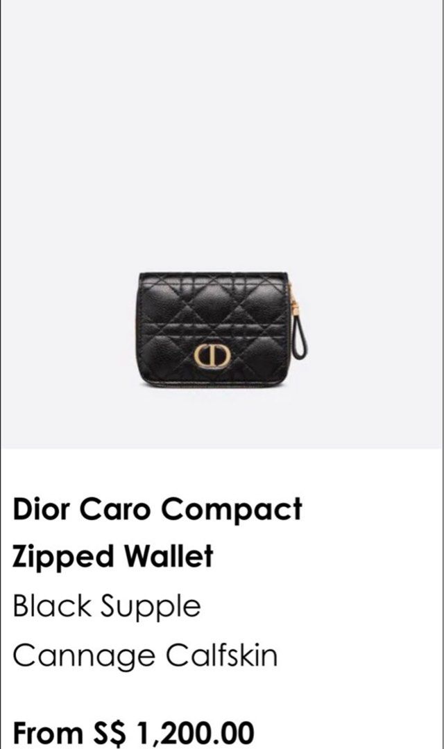Dior Caro Compact Wallet (Zipped), Luxury, Bags & Wallets on Carousell