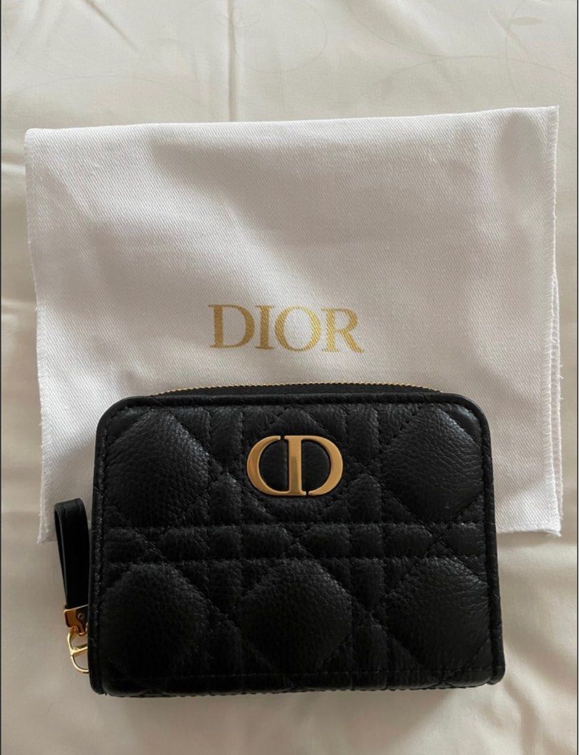 Dior Caro Compact Wallet (Zipped), Luxury, Bags & Wallets on Carousell