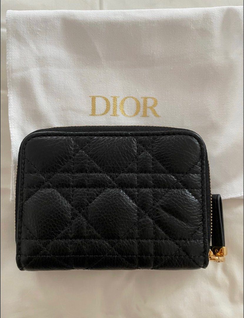 Dior Caro Compact Wallet (Zipped), Luxury, Bags & Wallets on Carousell