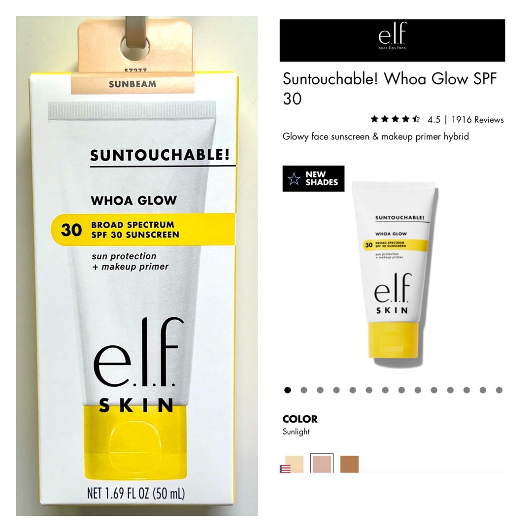 ELF Suntouchable Whoa Glow sun protection SPF 30 + Makeup Primer ...