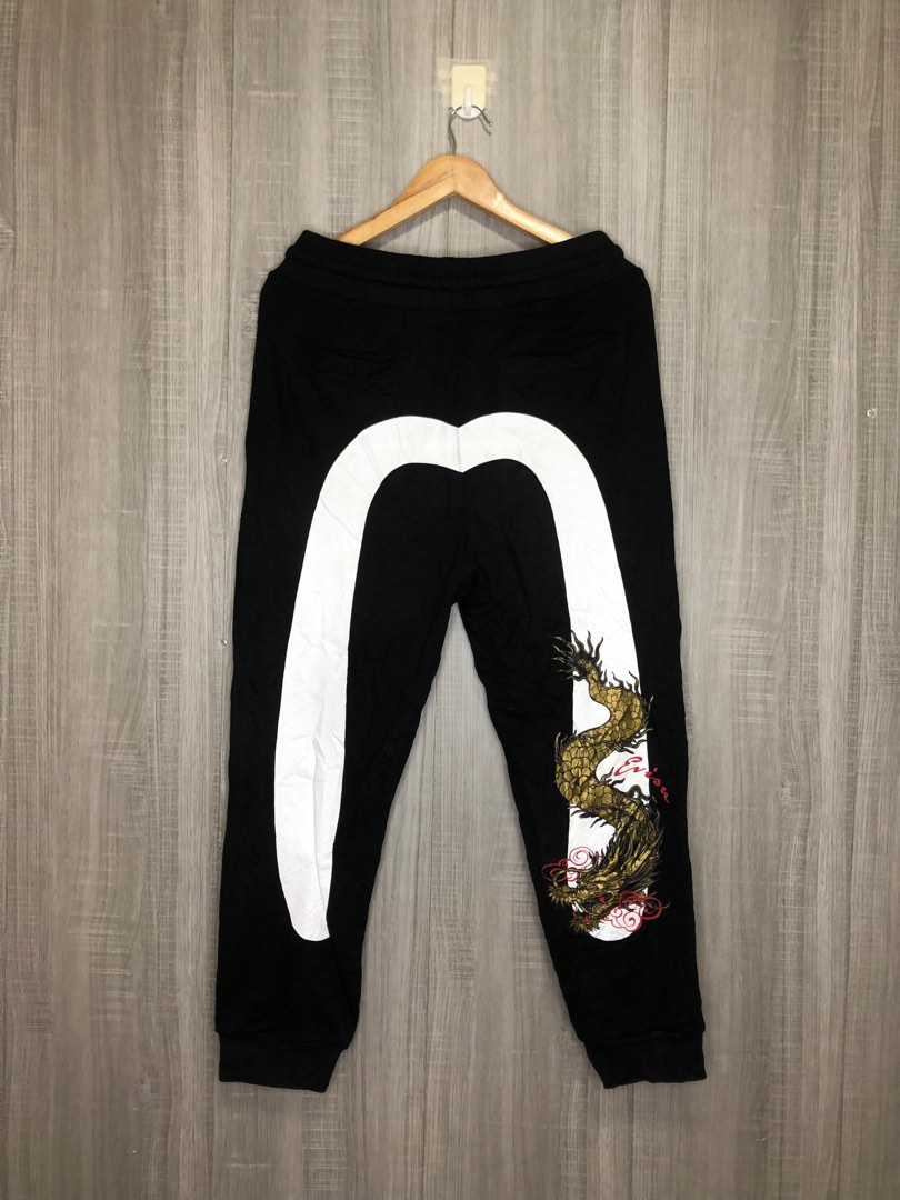 EVISU BIG LOGO DESIGN, Men's Fashion, Bottoms, Joggers on Carousell