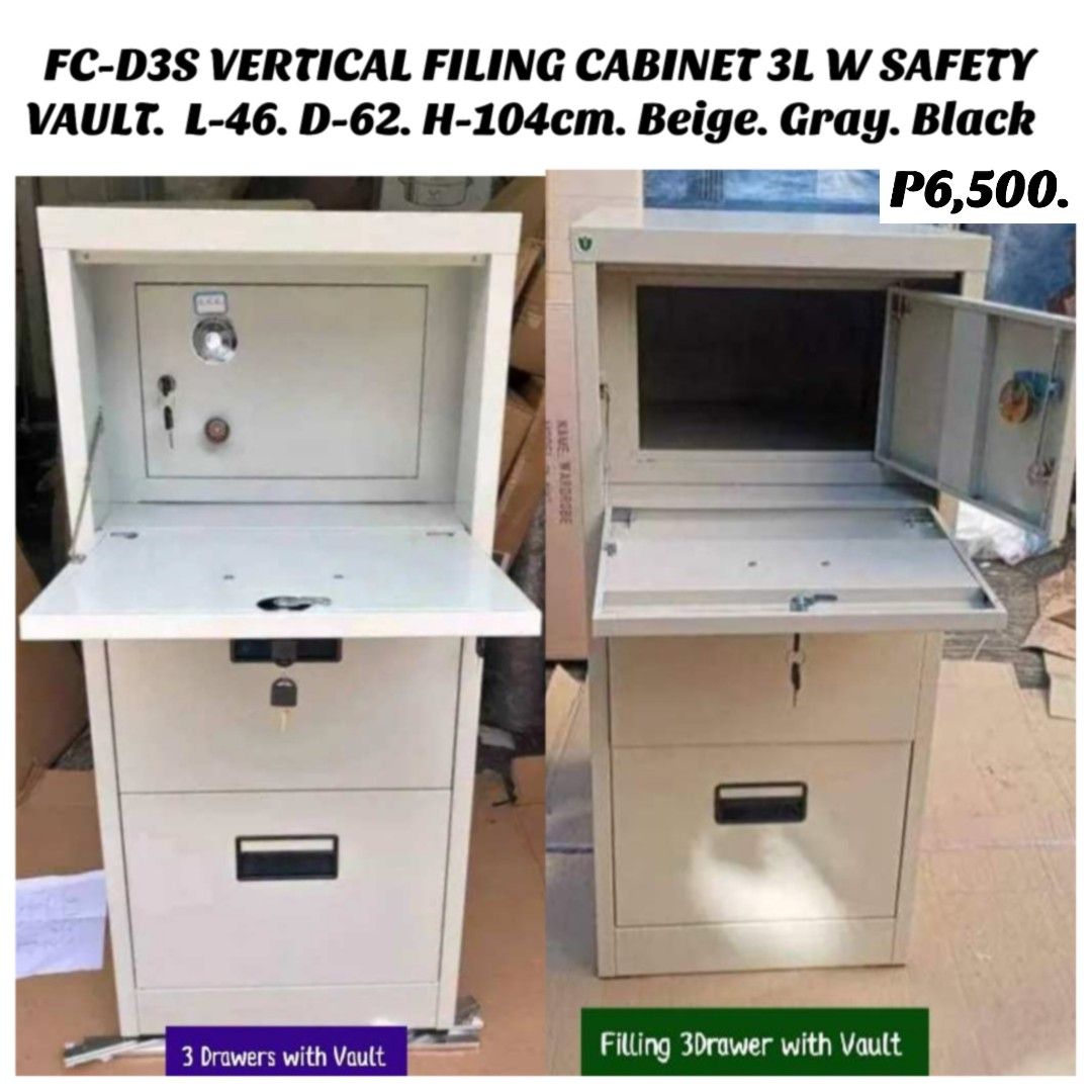 Filing Cabinet 3L w Safety Vault., Furniture & Home Living, Office ...