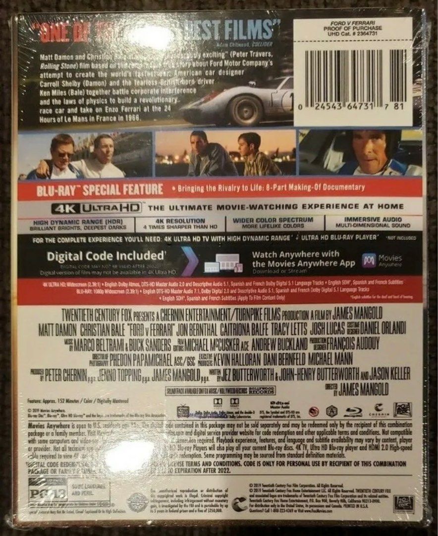Ford V Ferrari 4K UHD/BR Target Exclusive - HTF/OOP, Video Gaming, Video Games, PlayStation on ...