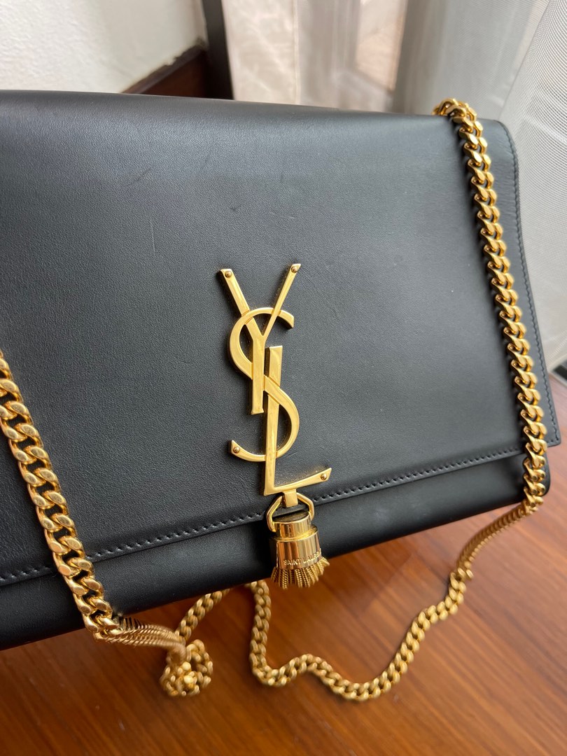FREE DELIVERY - ysl saint laurent kate black leather sling shoulder bag ...