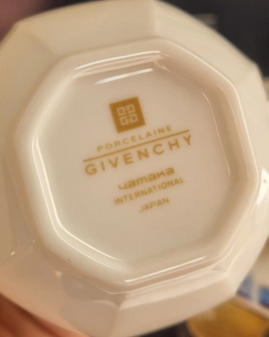 Givenchy Octagon Blue Tea Cup Set w/ Gold Coffee/Dessert Spoon ...