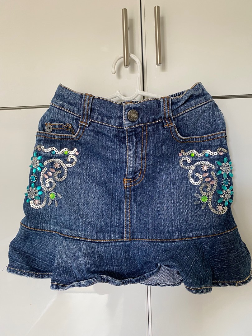 Guess bidded denim/maong skirt 6yo, Babies & Kids, Babies & Kids ...