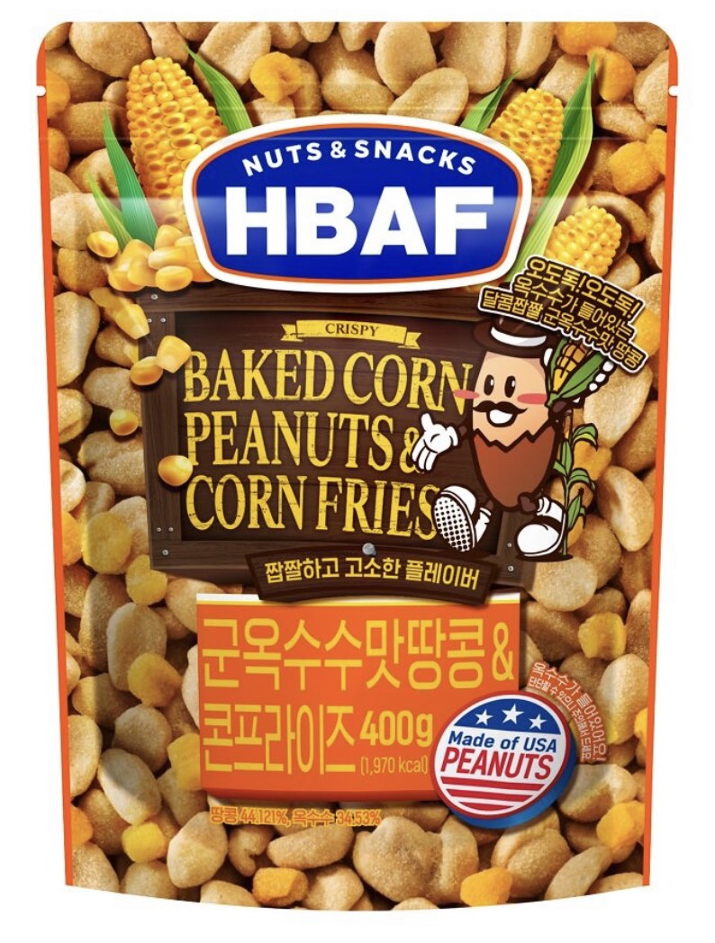 HBAF Baked Corn Peanuts (400g) $20, 嘢食 & 嘢飲, 包裝食物&即食食物 - Carousell