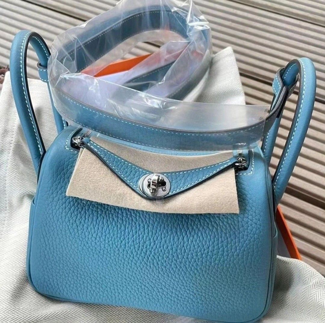 Hermes Mini Lindy New Bleu Jeans, Luxury, Bags & Wallets on Carousell