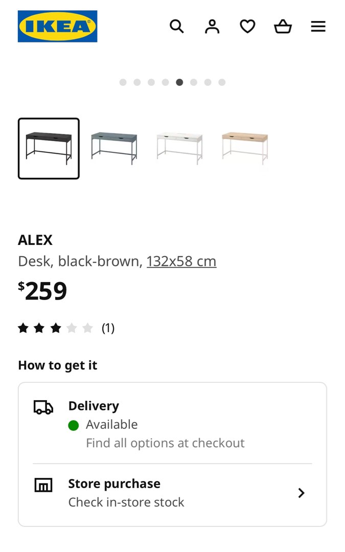Ikea Alex Study Desk Black-Brown (Long Version), Furniture & Home ...