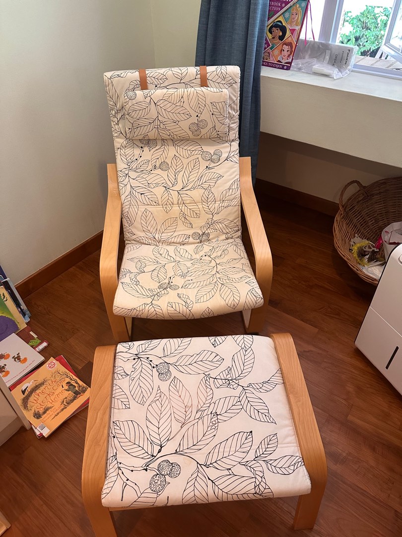 IKEA Armchair with foot rest, Furniture & Home Living, Furniture ...