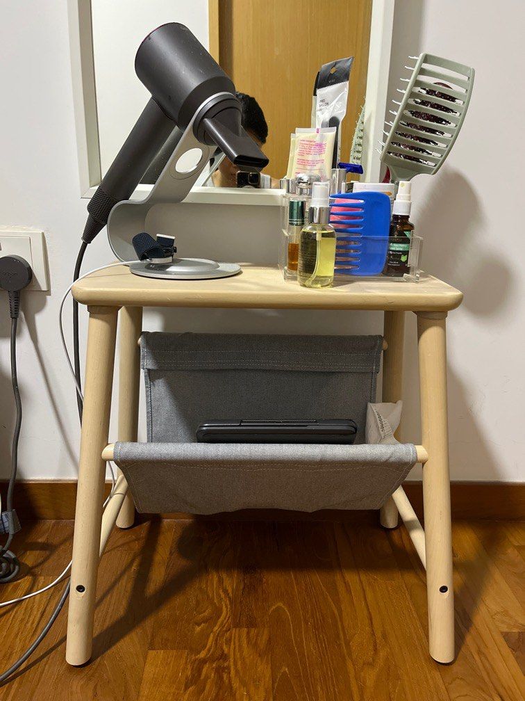 IKEA wooden side table with magazine rack, Furniture & Home Living ...