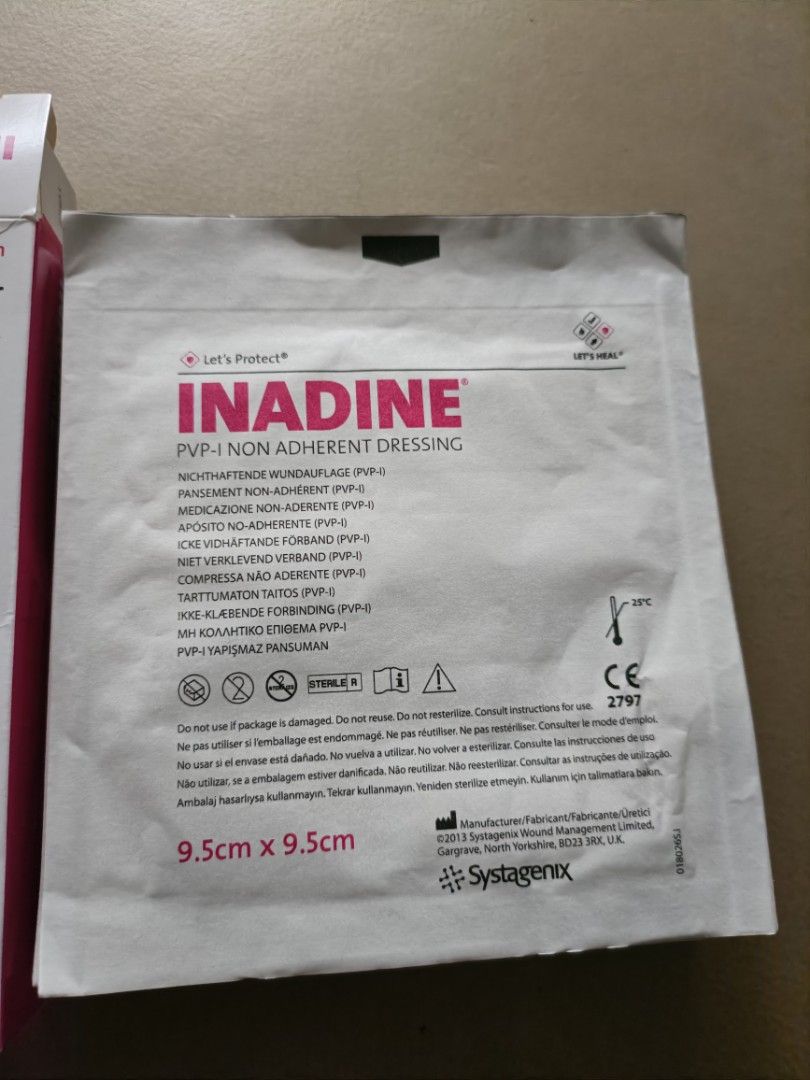 Inadine, PVP-1 Non Adherent Dressing, Health & Nutrition, Medical ...