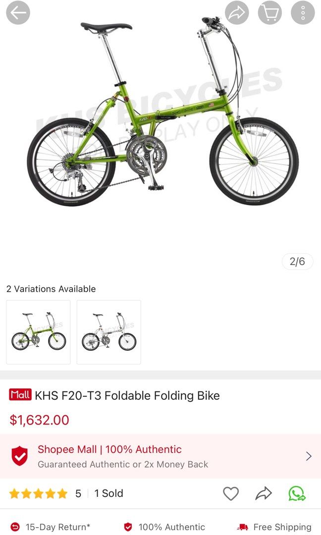 KHS F20-T3 Foldable Bike, Sports Equipment, Bicycles & Parts, Bicycles on Carousell