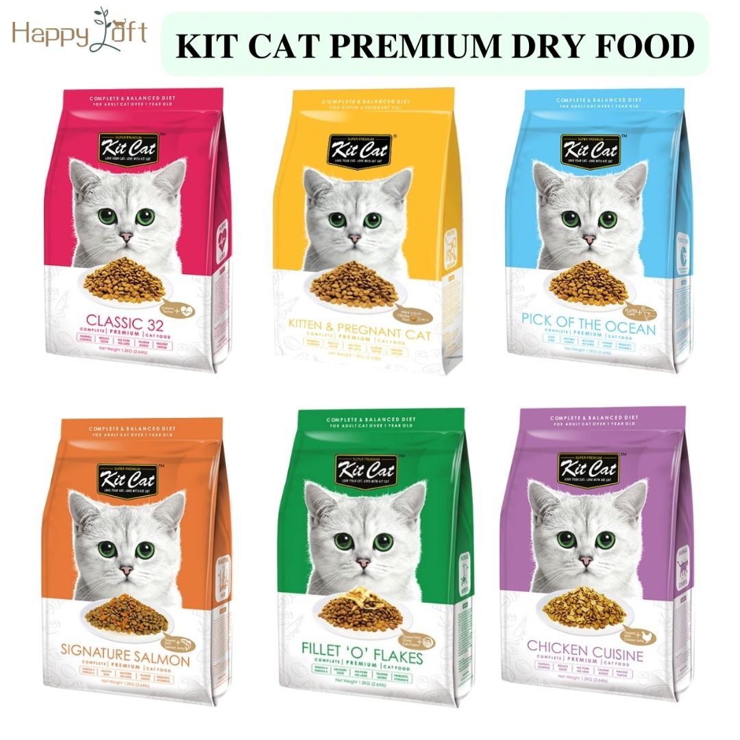 Kit Cat Premium Cat Dry Food Omega Increase Appetite Hair Ball Control ...