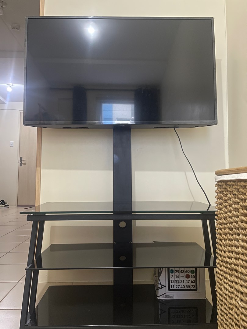 LG 43" television with TV rack, Furniture & Home Living, Furniture, TV ...