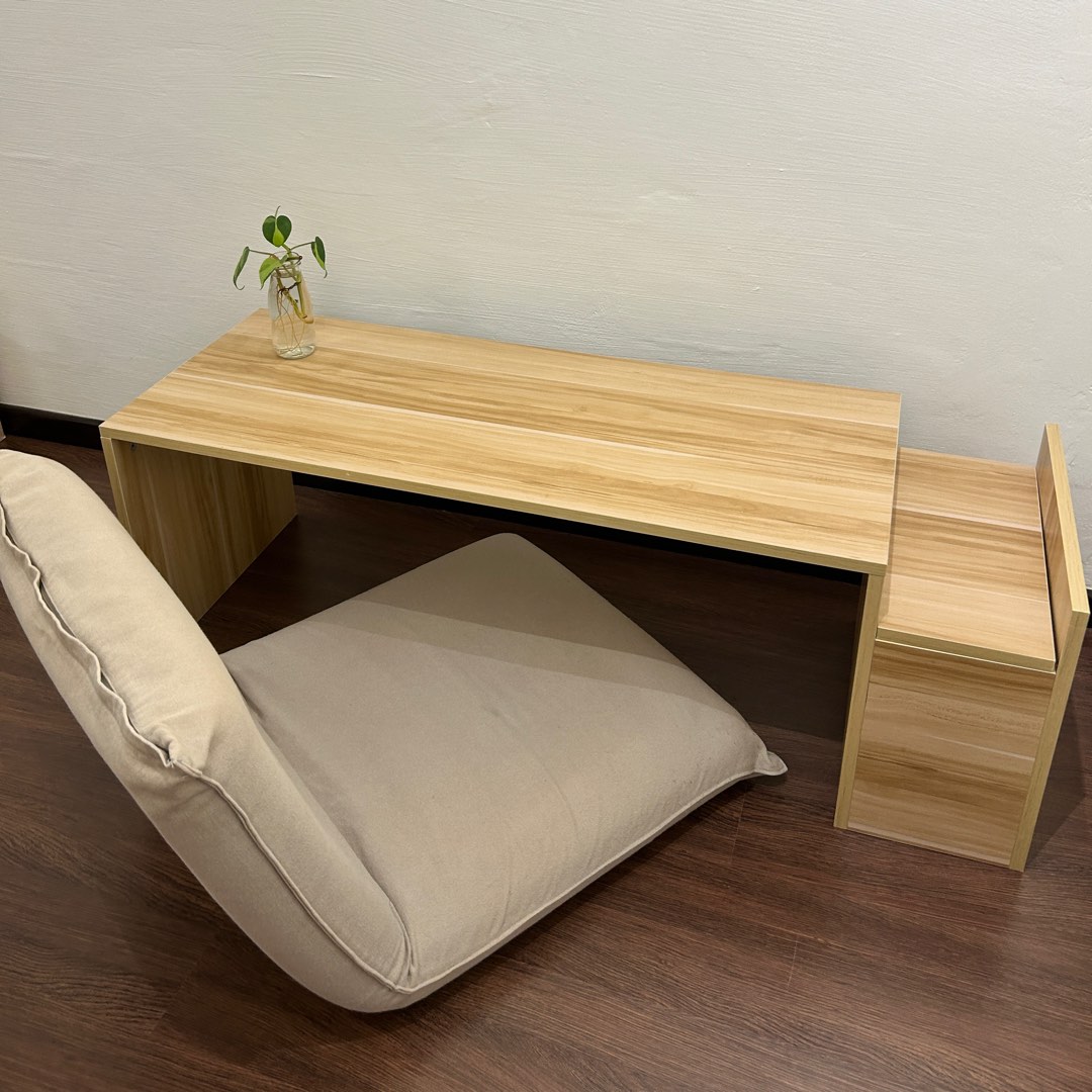 Low study makeup table with storage Muji Japanese low floor chair ...