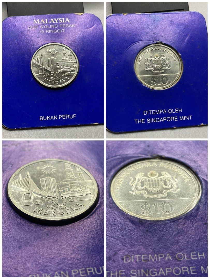 Malaysia RM10 1987 30 tahun merdeka 30th independence Commemorative Coin duit lama, Hobbies ...